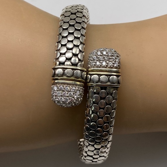 Jewelry | Silver Tone Cz Pave Mesh Wrapped Around Bypass Bracelet ...